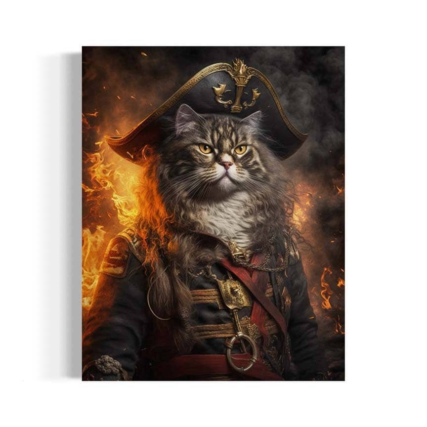 Pirate Cat Wall Art Sea Captain Cat Painting Nautical Wall - Etsy
