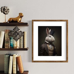 Fancy Rabbit Vintage Portrait, Victorian Rabbit Painting, Whimsical ...