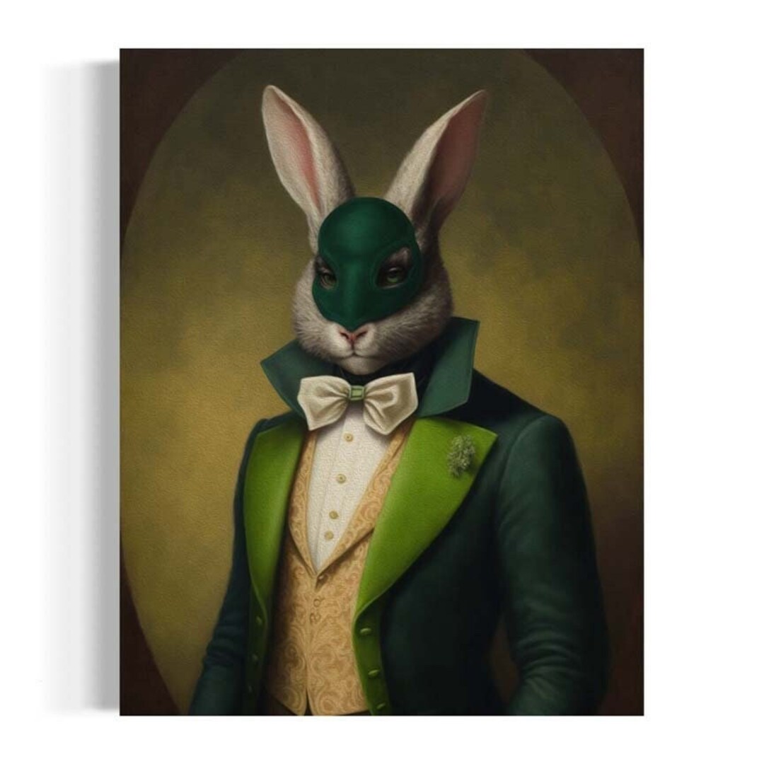 Masquerade Rabbit Vintage Portrait, Victorian Rabbit Painting ...
