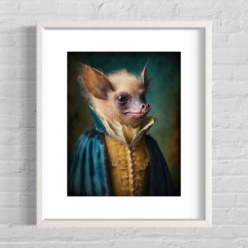 Gothic Portrait Victorian Bat Artwork Bat Antique Oil - Etsy