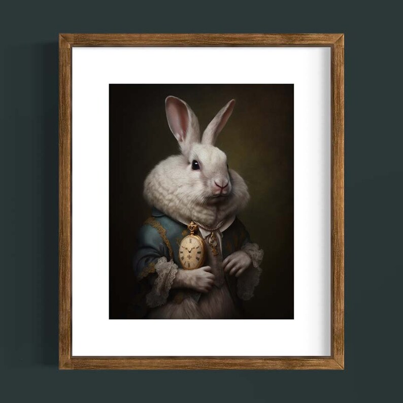 White Rabbit Victorian Portrait Vintage Fairytale Painting - Etsy