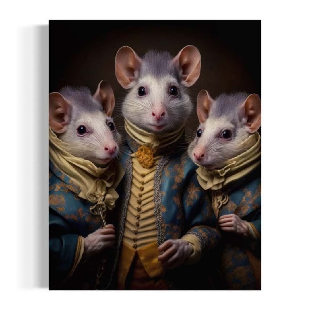 Victorian Mice Antique Oil Painting | Mouse Wall Decor, Baroque Art ...