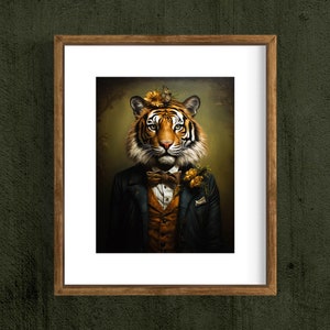 Victorian Tiger Wearing a Butterfly Bow Tie Floral Suit, the Gentleman ...