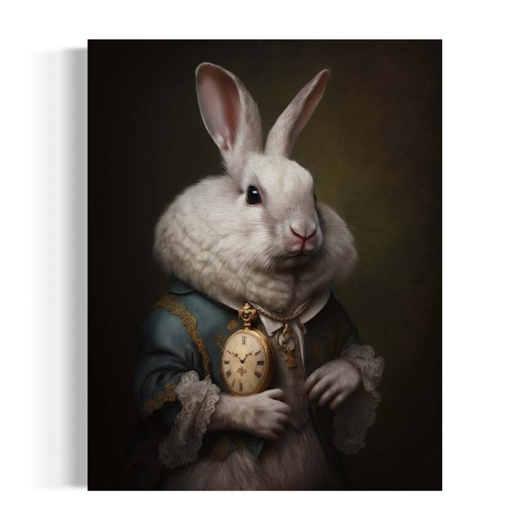 White Rabbit Victorian Portrait | Vintage Fairytale Painting, Alice in ...