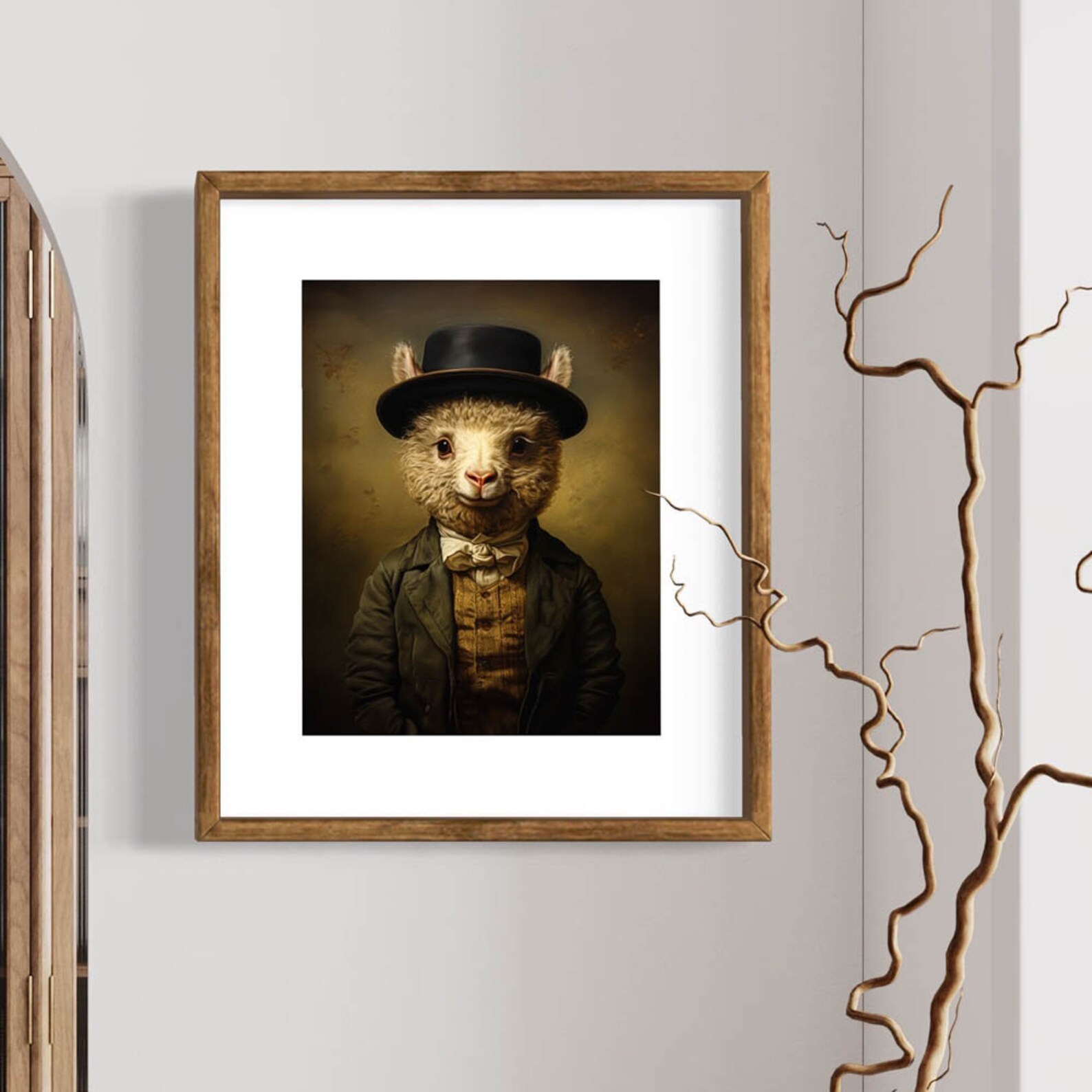 Gentleman Lamb Antique Portrait Wall Art, Sheep Artwork, Farm Animal ...