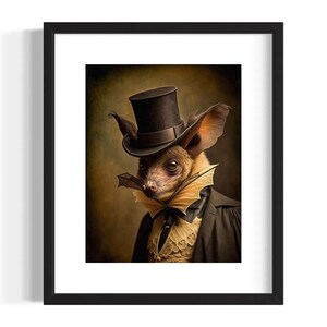 Gothic Portrait | Victorian Bat Artwork, Bat Antique Oil Painting, Dark ...