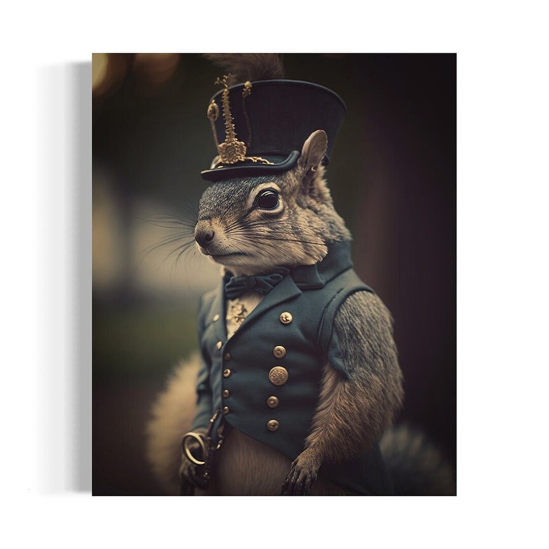 The Vintage Conductor Squirrel Portrait Victorian Squirrel - Etsy