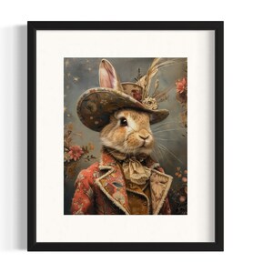 Victorian White Rabbit Painting, Royal Bunny Vintage Portrait ...
