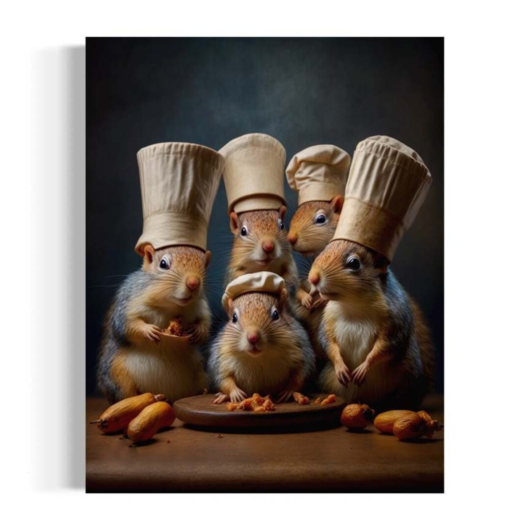 Squirrels Wearing Chef Hats, French Kitchen Wall Art, Kitchen Wall ...