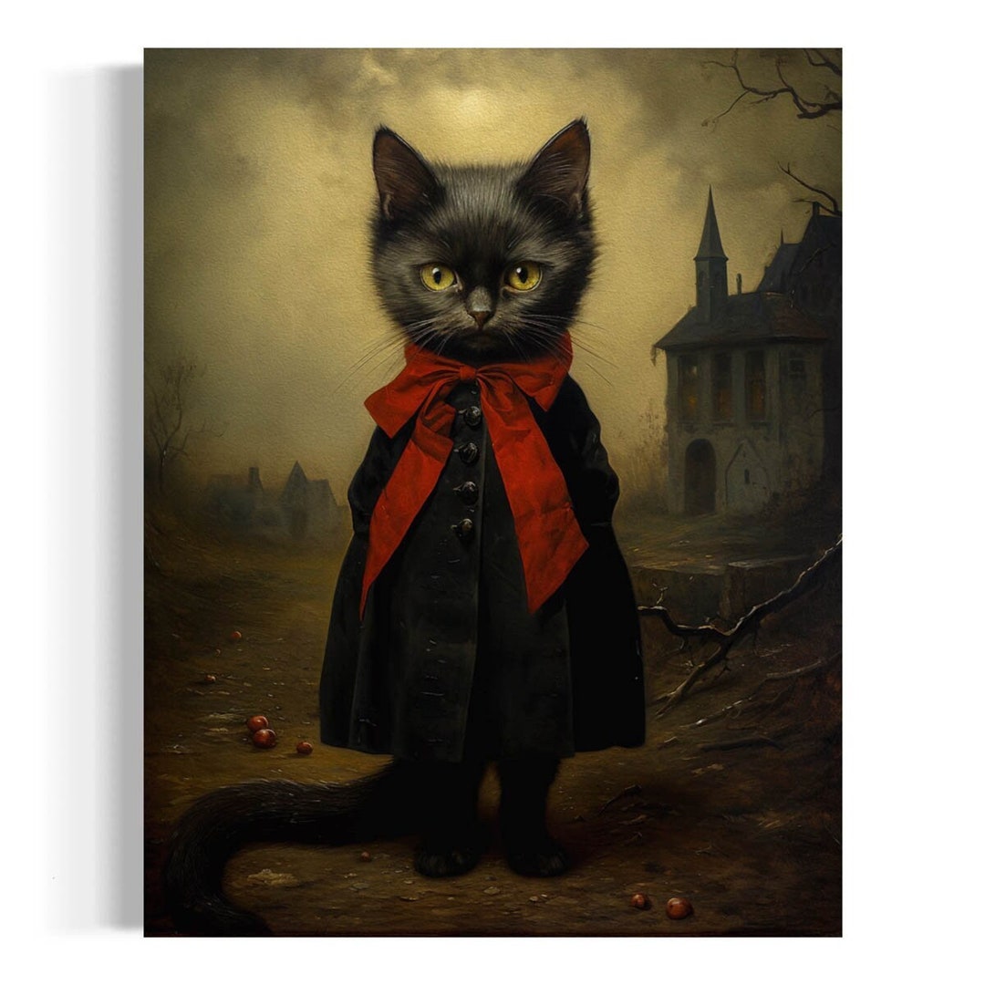 Gothic Cat Decor, Victorian Black Cat Art, Miss Jinx Kitten Poster ...