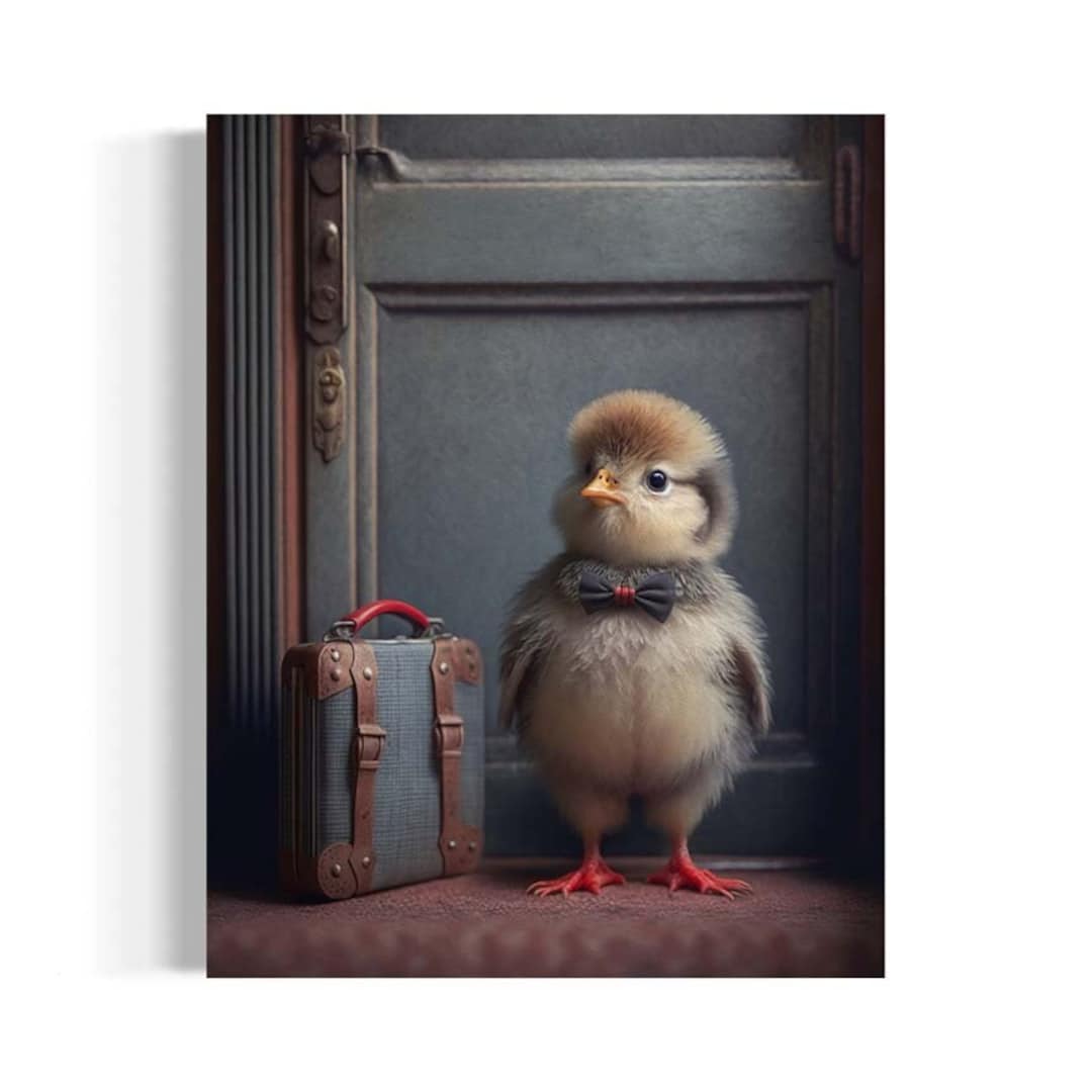 Vintage Chick Wall Art Baby Chicken With Vintage Suitcase - Etsy