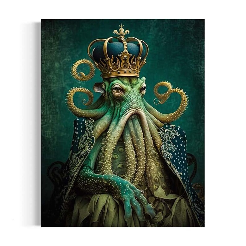Kraken King Vintage Royal Portrait Victorian Octopus - Etsy