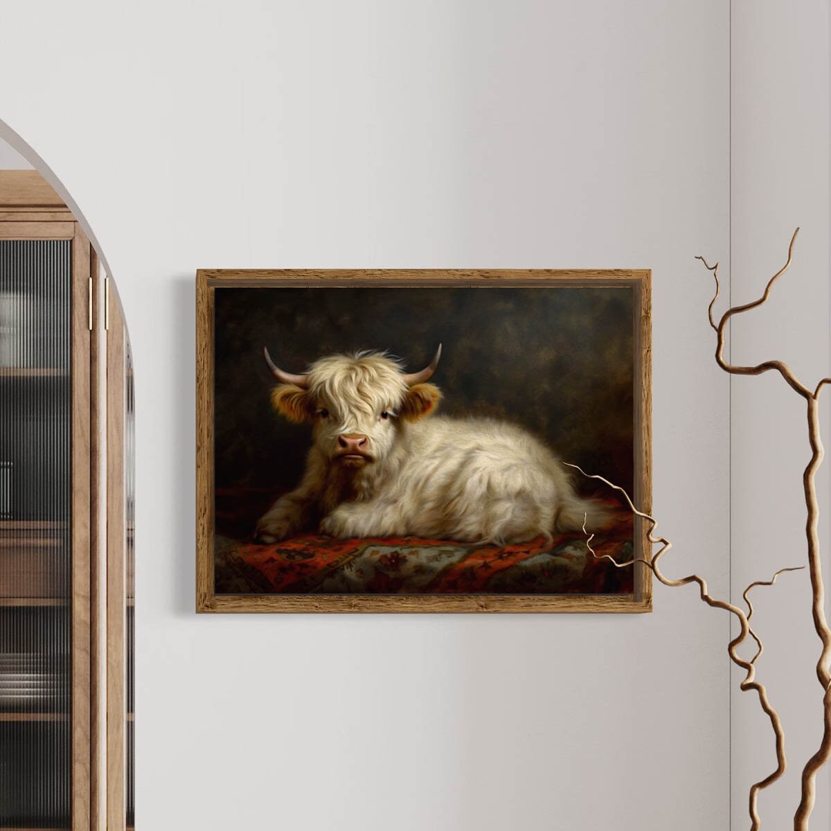 Highland Cow Wall Art Print, Baby Cow Decor, White Calf in Pendleton ...