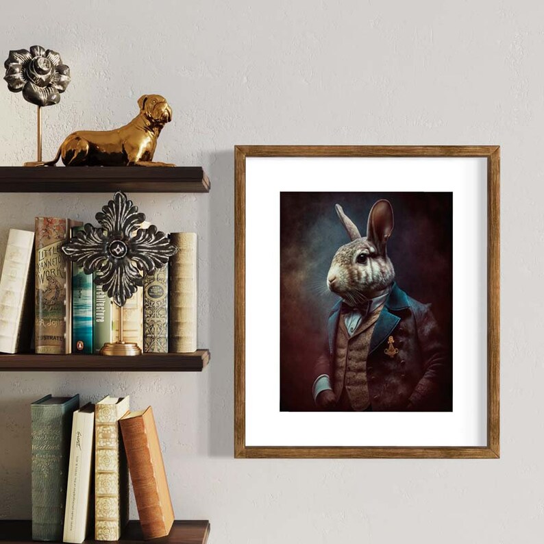 Sir Rabbit Vintage Portrait Victorian Rabbit Painting - Etsy