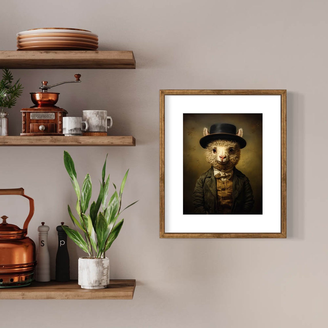 Gentleman Lamb Antique Portrait Wall Art, Sheep Artwork, Farm Animal ...