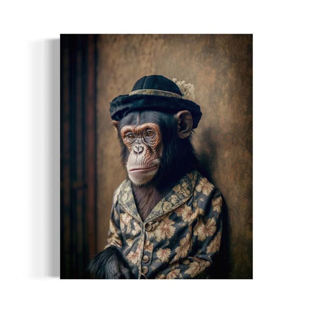 Flo the Chimp Victorian Portrait Vintage Chimpanzee Wearing - Etsy