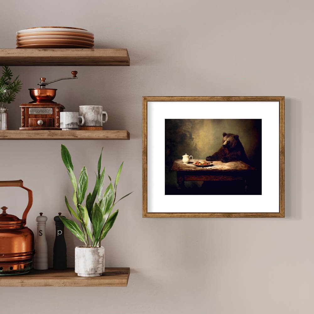 Antique Bear Wall Decor, Vintage Kitchen Still Life Oil Painting ...