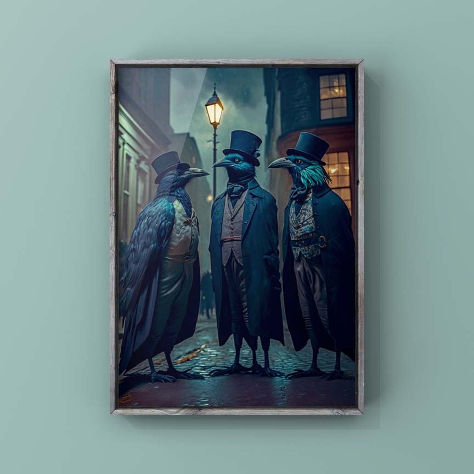 A Murder of Crows Gothic Painting Crow Wall Decor, Victorian Gentlemen ...