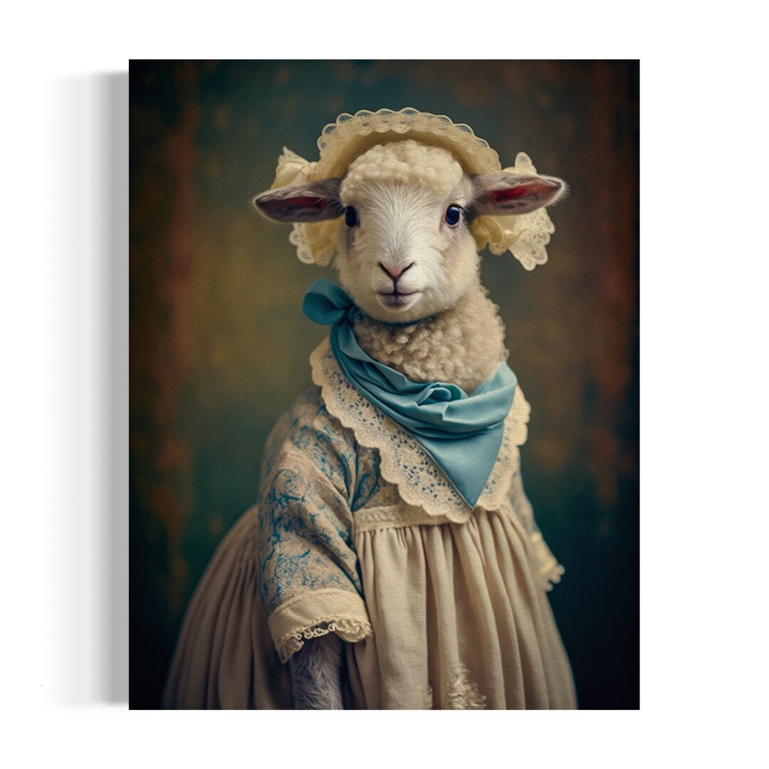Vintage Sheep Painting | French Shabby Chic Wall Decor, Neutral Tone ...