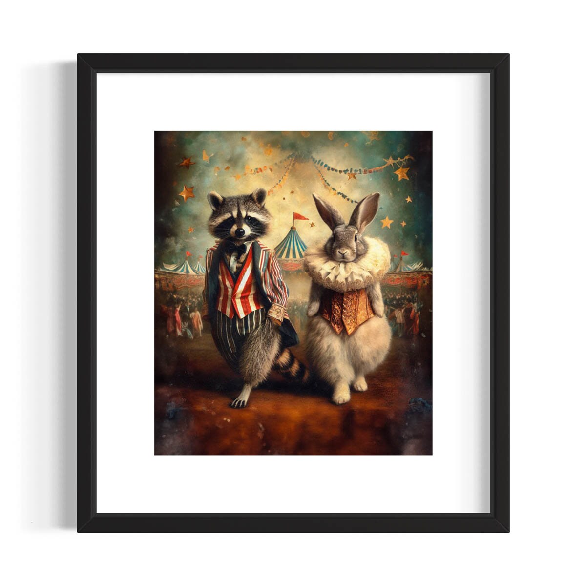 Antique Animal Circus Poster, Vintage Raccoon and Rabbit Circus ...
