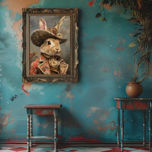 Victorian White Rabbit Painting, Royal Bunny Vintage Portrait ...