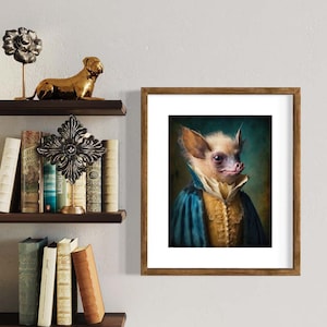 Gothic Portrait | Victorian Bat Artwork, Bat Antique Oil Painting, Dark ...