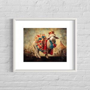 Antique Sheep Circus Poster, Vintage Circus Performer Carnival, Animals ...