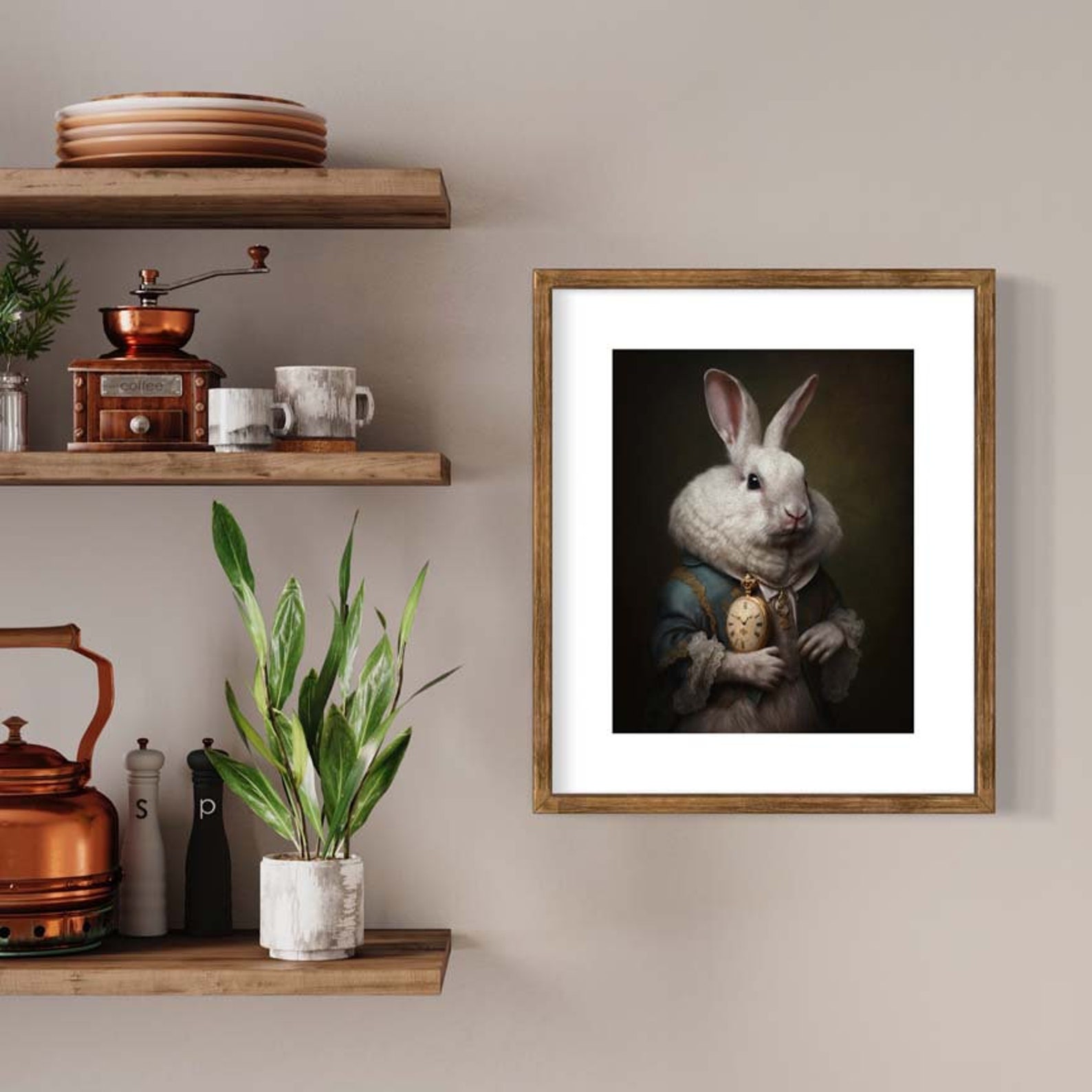 White Rabbit Victorian Portrait Vintage Fairytale Painting - Etsy