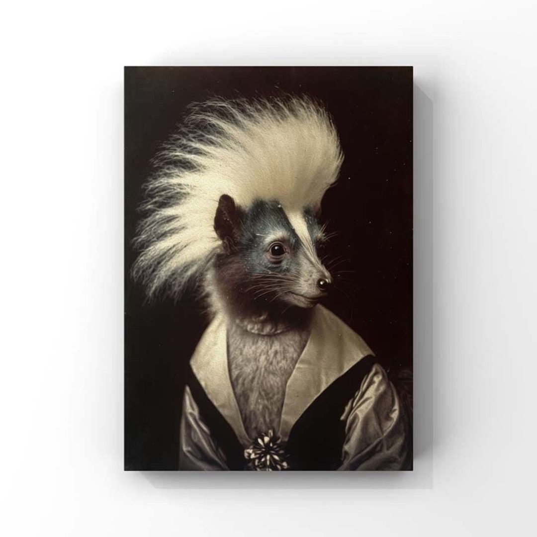 Portrait of A Lady Oil Painting Victorian Skunk Print, Anthropomorphic ...