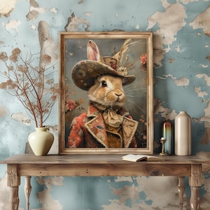 Victorian White Rabbit Painting, Royal Bunny Vintage Portrait ...
