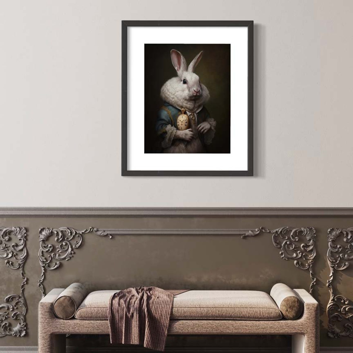 White Rabbit Victorian Portrait Vintage Fairytale Painting - Etsy