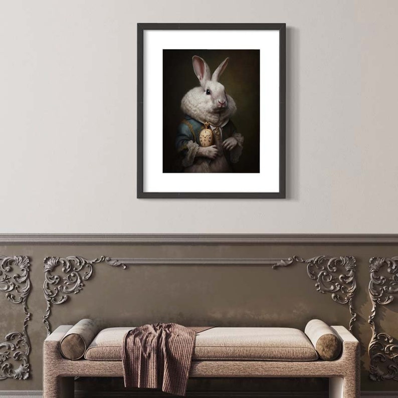 White Rabbit Victorian Portrait Vintage Fairytale Painting - Etsy