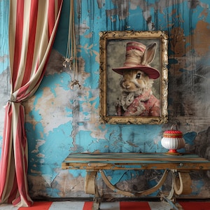 Victorian Rabbit Painting, Denny Bunny Vintage Portrait, Whimsical ...