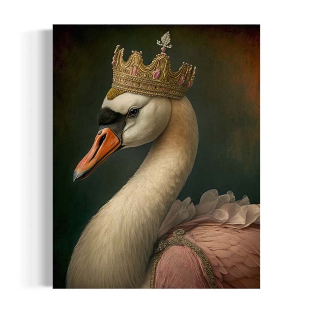 Swan Princess Vintage Portrait Victorian Swan Painting, Swan Lake Decor ...