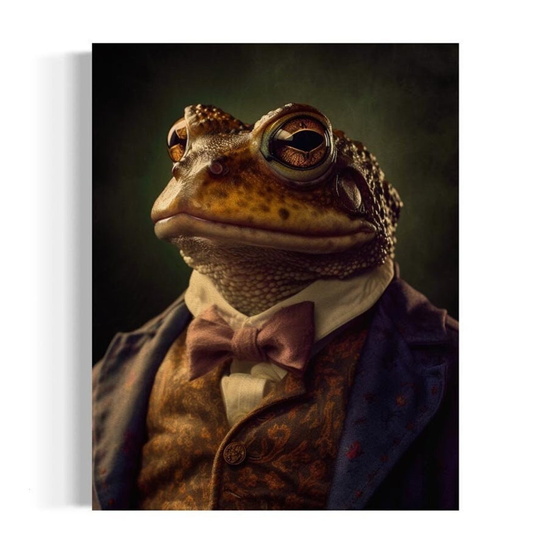 Frog Vintage Portrait Print | Victorian Frog in A Bow Tie Painting ...