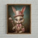 Easter Bunny Wearing Pink Top Hat Vintage Bunny Painting, Rabbit Wall ...