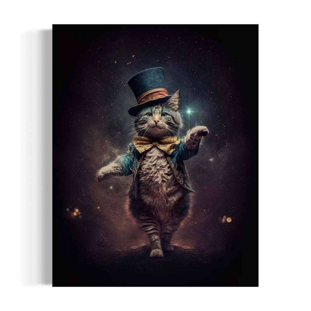 Magic Cat Painting, Ringmaster Cat in A Top Hat, Animals in Clothes ...