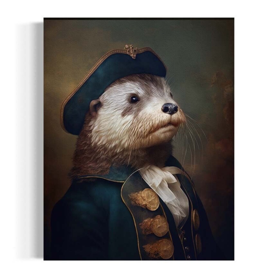Sea Otter Portrait Victorian Sea Otter Painting Ocean Animal - Etsy