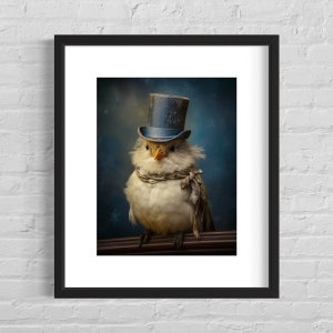 Gentleman Bird Vintage Portrait | Antique Winter Bird Painting, Dark ...