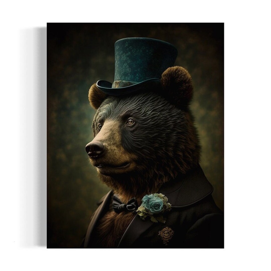 The Gentleman Bear Vintage Portrait Victorian Bear Painting - Etsy