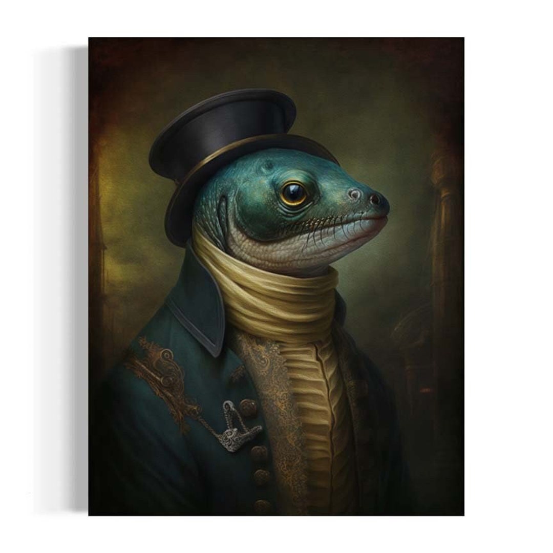 Renaissance Portrait Victorian Sea Eel Painting Ocean - Etsy