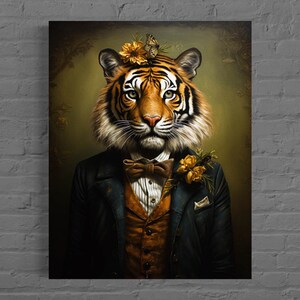 Victorian Tiger Wearing a Butterfly Bow Tie Floral Suit, the Gentleman ...