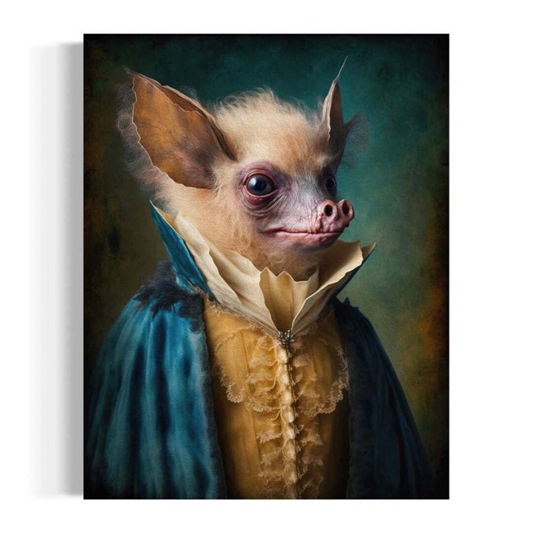 Gothic Portrait Victorian Bat Artwork Bat Antique Oil - Etsy