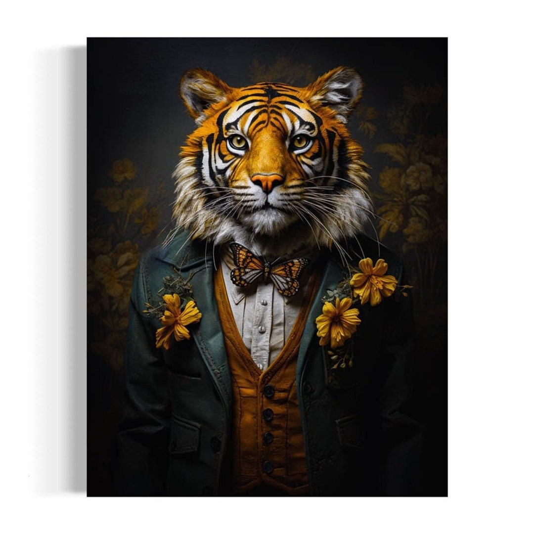 The Gentleman Tiger Royal Portrait | Victorian Tiger Wearing a ...
