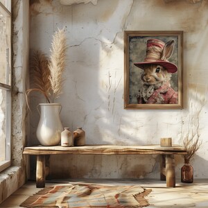 Victorian Rabbit Painting, Denny Bunny Vintage Portrait, Whimsical ...