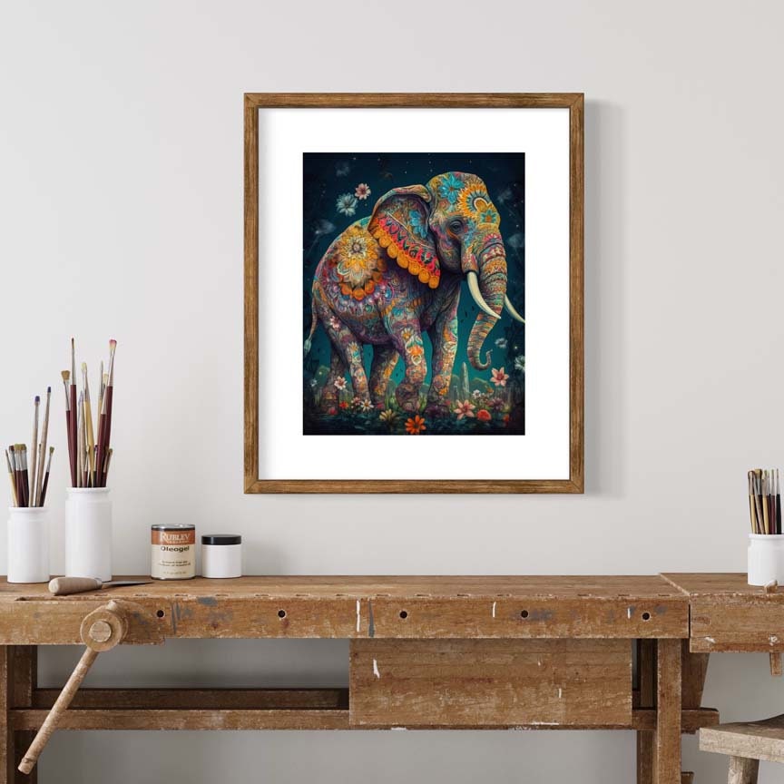 Elephant Folk Art Print Elephant Wall Decor Animal Tapestry - Etsy