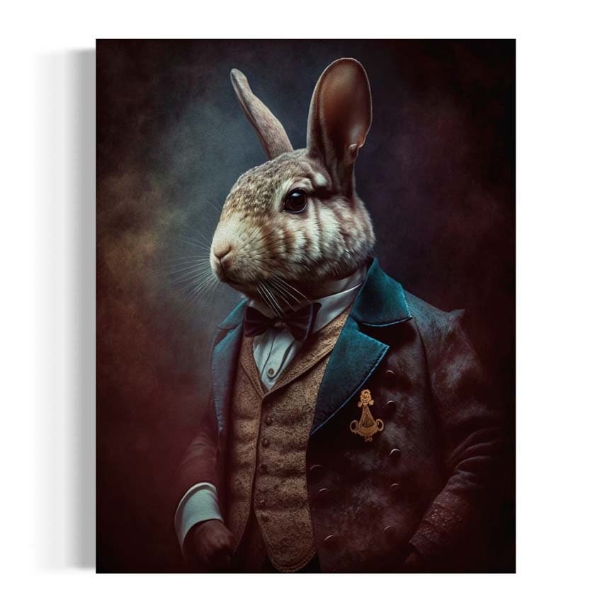Sir Rabbit Vintage Portrait Victorian Rabbit Painting - Etsy