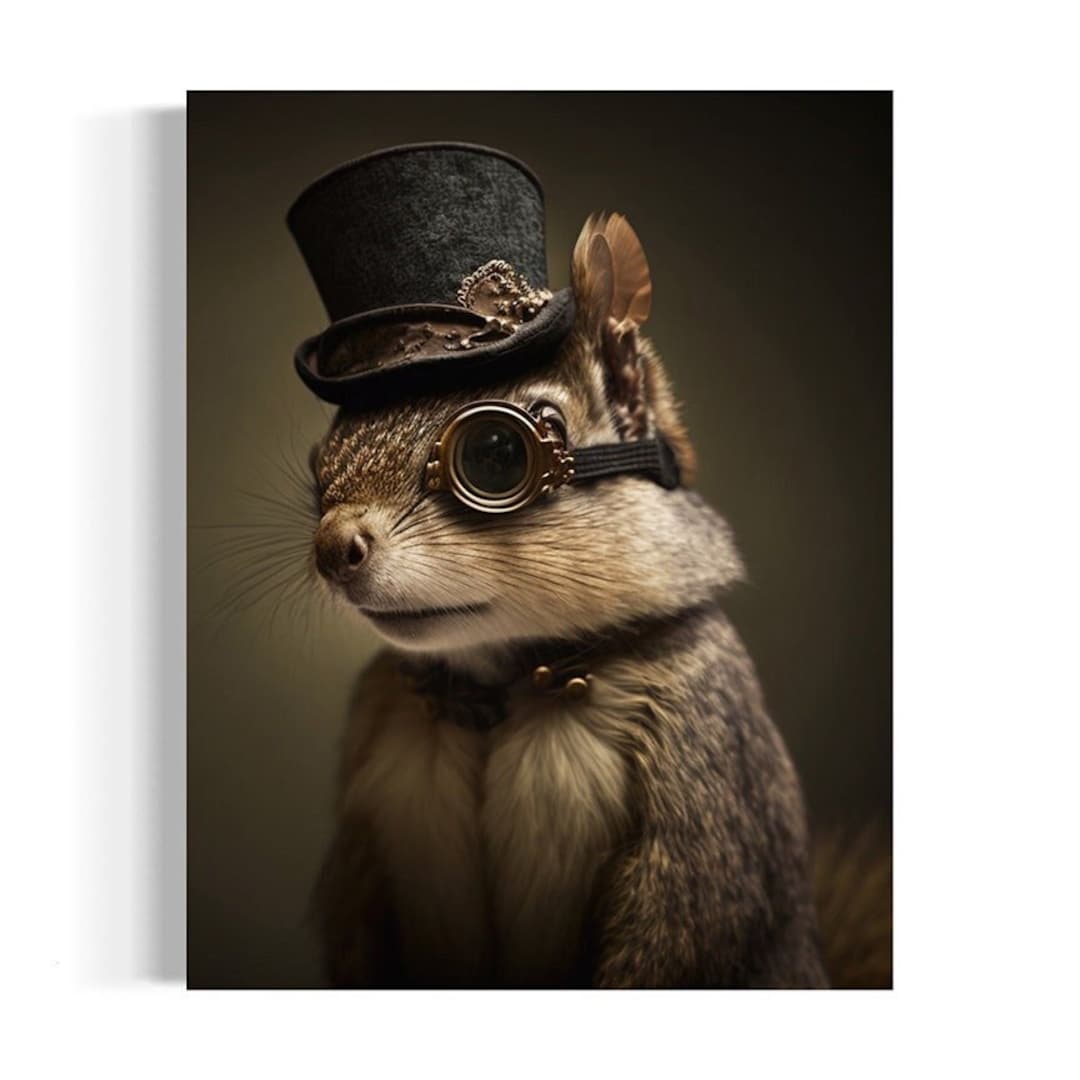 Steampunk Squirrel Vintage Portrait, Victorian Squirrel Painting ...