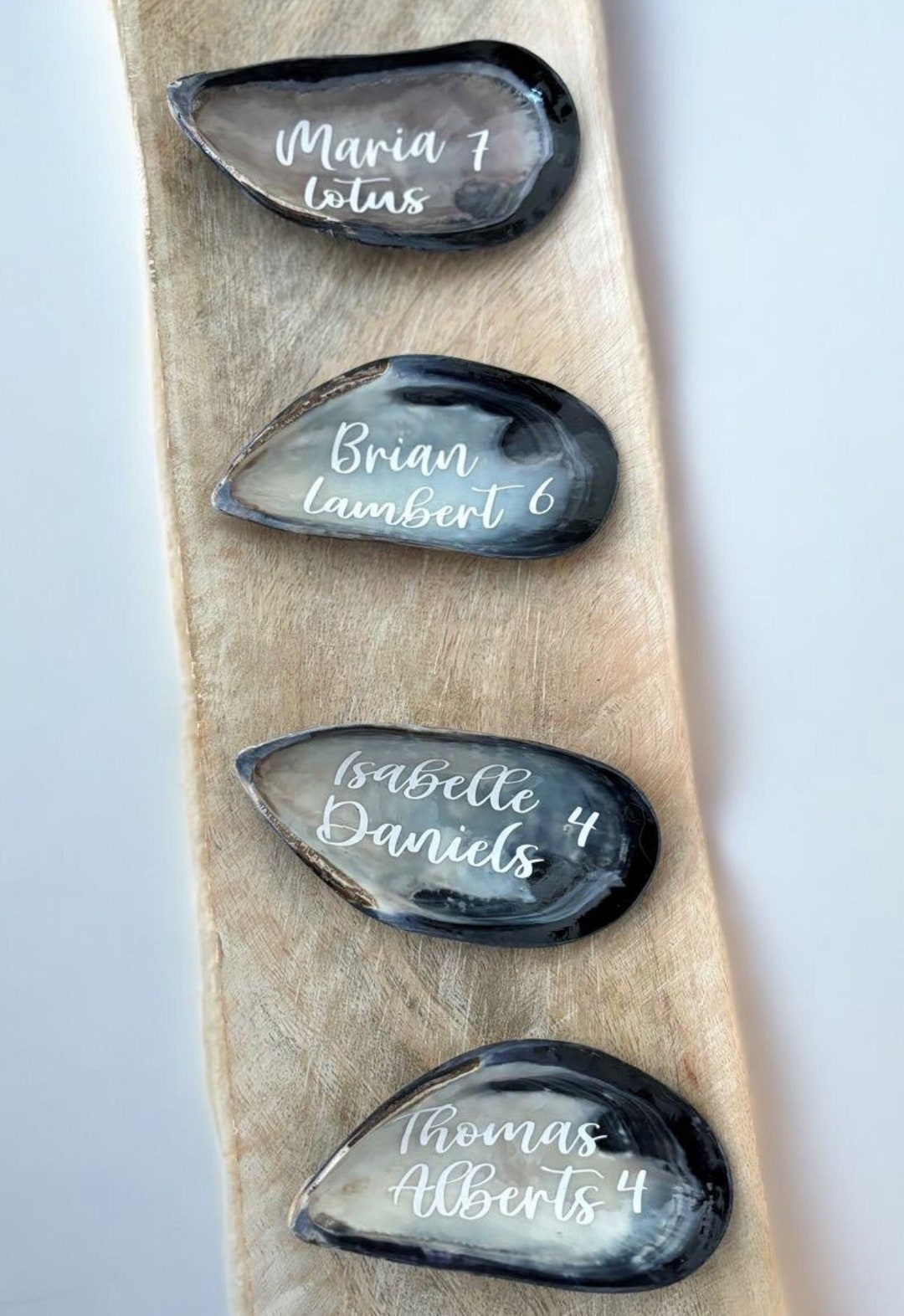 Blue Mussel Place Cards, Shell Escort Cards, Oyster Shell Plate, Shell ...