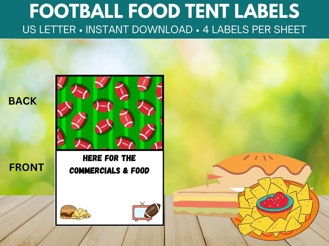 INSTANT DOWNLOAD Football Party Food Labels, Football Tent Cards, Super ...